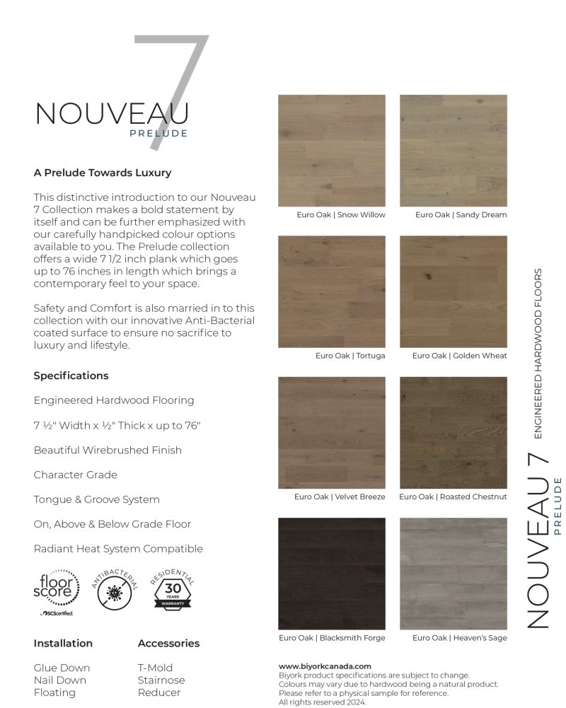 Biyork Nouveau 7 Prelude European Oak Blacksmith Forge Engineered ...